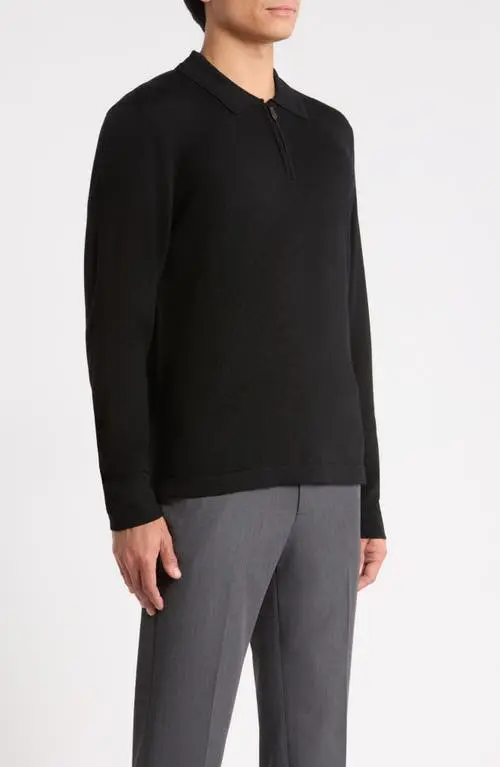 JACK VICTOR Merino Wool Quarter Zip Sweater - Black