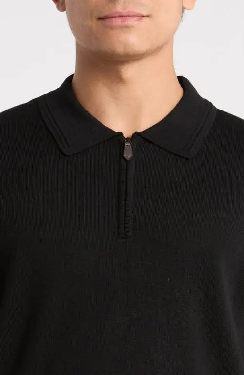 JACK VICTOR Merino Wool Quarter Zip Sweater - Black
