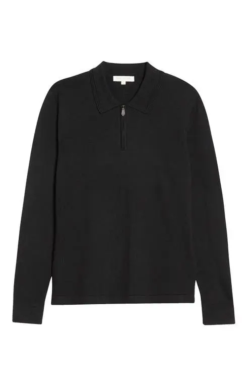 JACK VICTOR Merino Wool Quarter Zip Sweater - Black