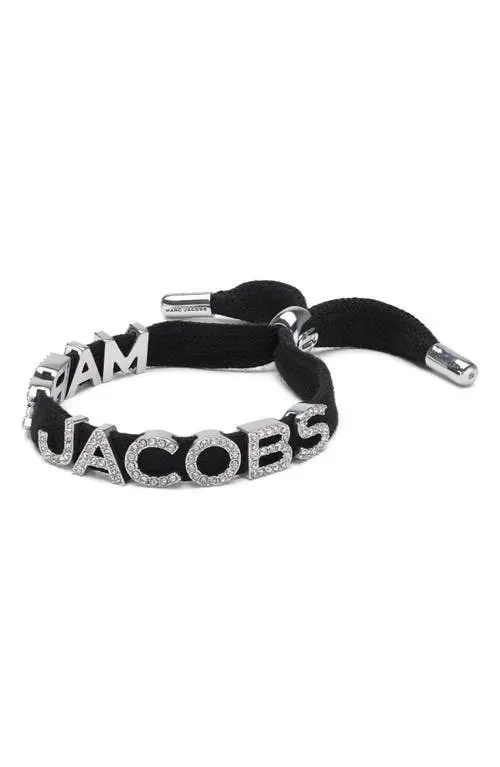 Marc Jacobs Laced Logo Adjustable Slider Bracelet - Silver/black