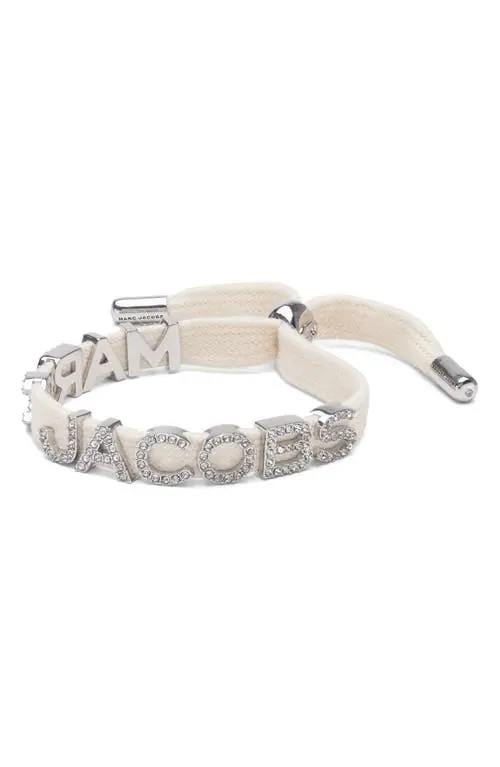 Marc Jacobs Laced Logo Adjustable Slider Bracelet - Silver/white