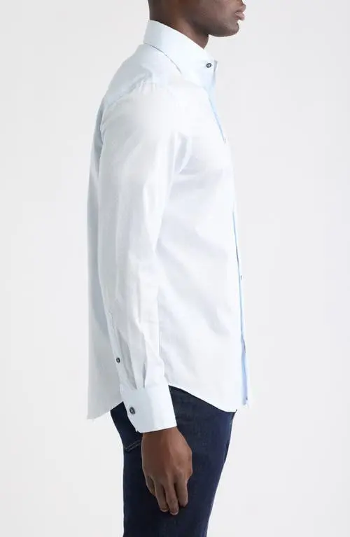 Bugatchi Alvin Shaped Fit Check Button-up Shirt - Sky