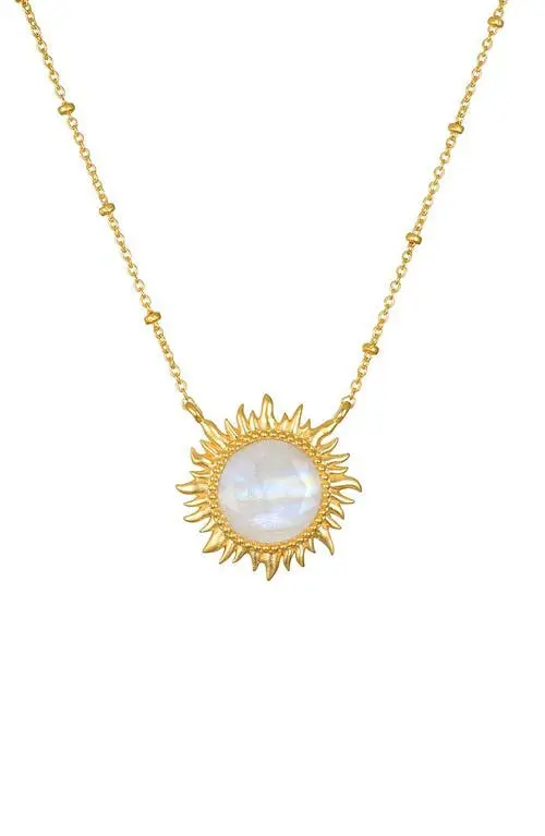 SATYA JEWELRY Dawn Of Hope Moonstone Sun Necklace - Gold