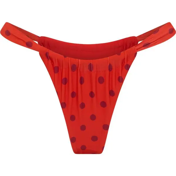 VACAY SWIMWEAR Rhodes Bikini Bottom Polka Dot Print - Chilli Polka