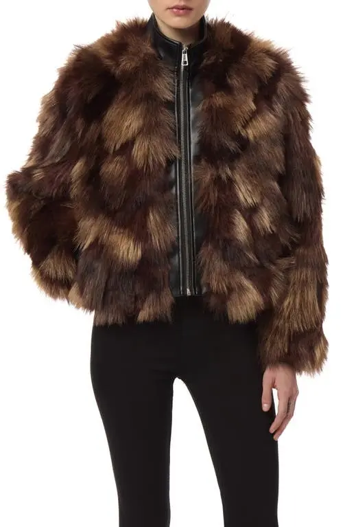 Apparis Lillet Patchwork Faux Fur Bomber Jacket - Noir/brown Multi