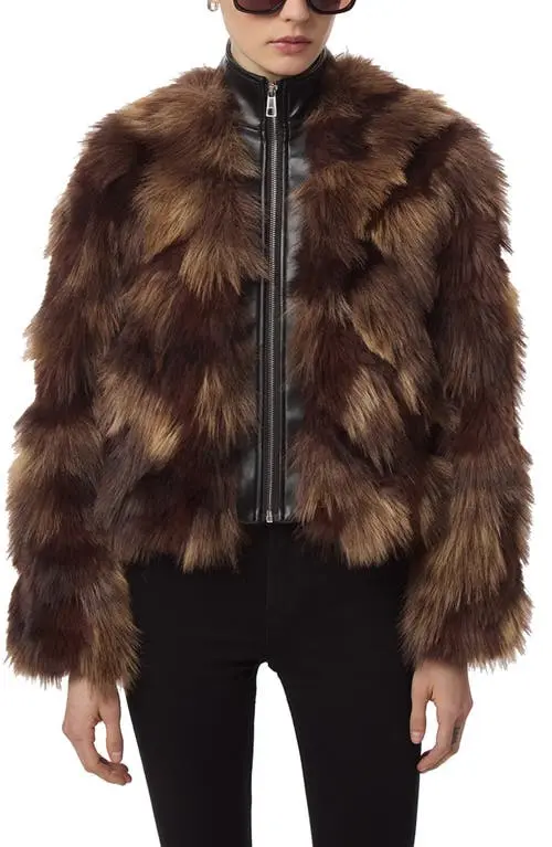 Apparis Lillet Patchwork Faux Fur Bomber Jacket
