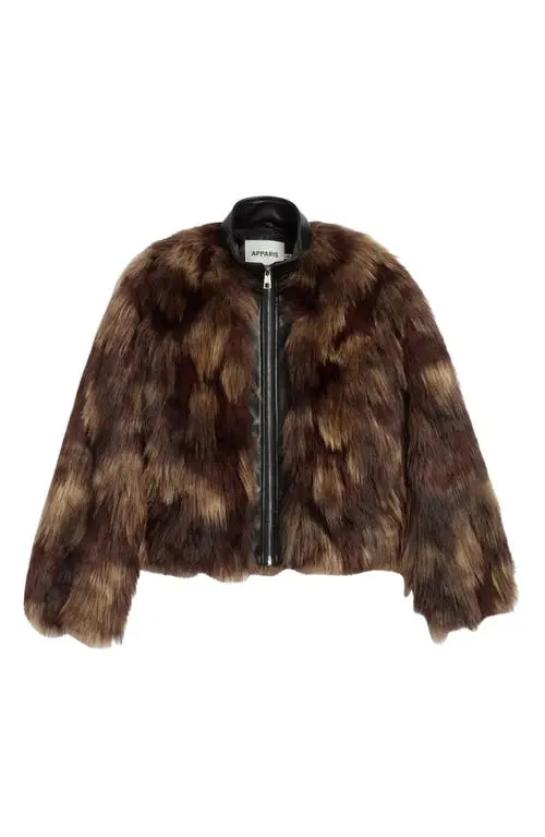 Apparis Lillet Patchwork Faux Fur Bomber Jacket