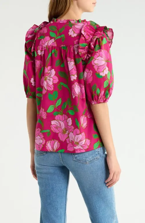 SUGARLIPS Paz Puff Sleeve Cotton Poplin Top