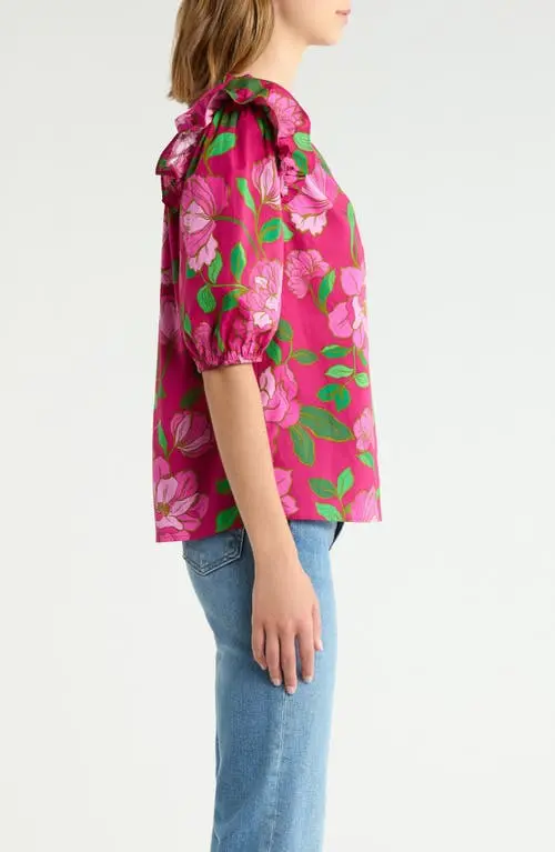 SUGARLIPS Paz Puff Sleeve Cotton Poplin Top