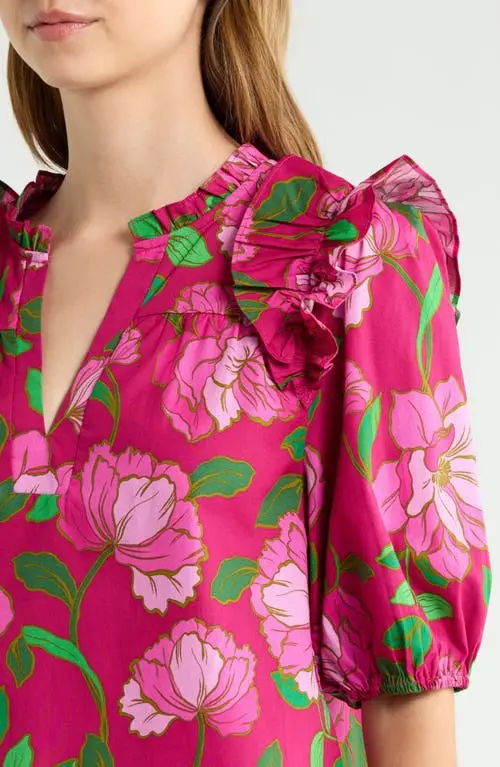 SUGARLIPS Paz Puff Sleeve Cotton Poplin Top