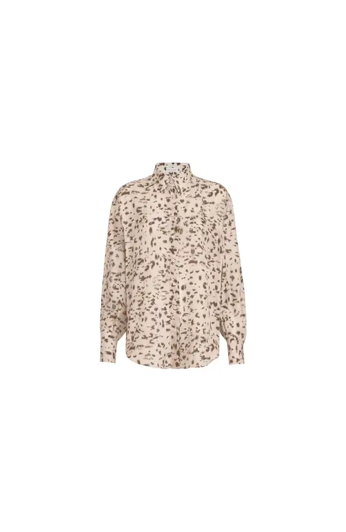 Brunello Cucinelli Lynx Print Silk Pongee Shirt With Monili - Multicoloured
