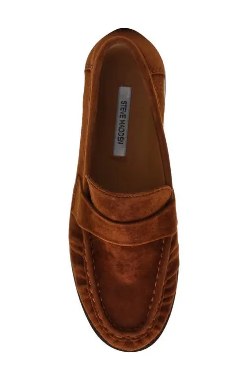 Steve Madden Ronie Leather Loafer - Umber Suede