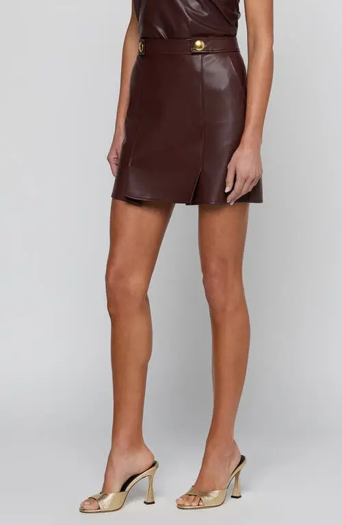 L'Agence Nolina Button Tab Faux Leather Miniskirt