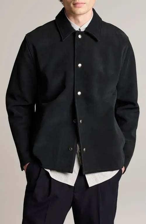 Vince Split Suede Leather Coaches Jacket - Coastal