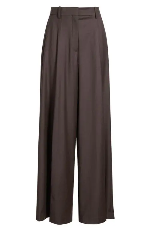 Theory Wide Leg Pleated Virgin Wool Trousers