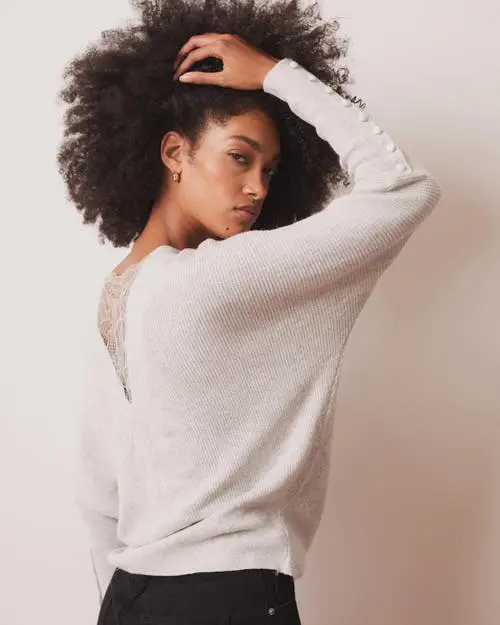Mint Velvet Lace Detail Batwing Jumper