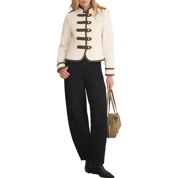 Mint Velvet Textured Military-inspired Jacket With Contrast Detailing