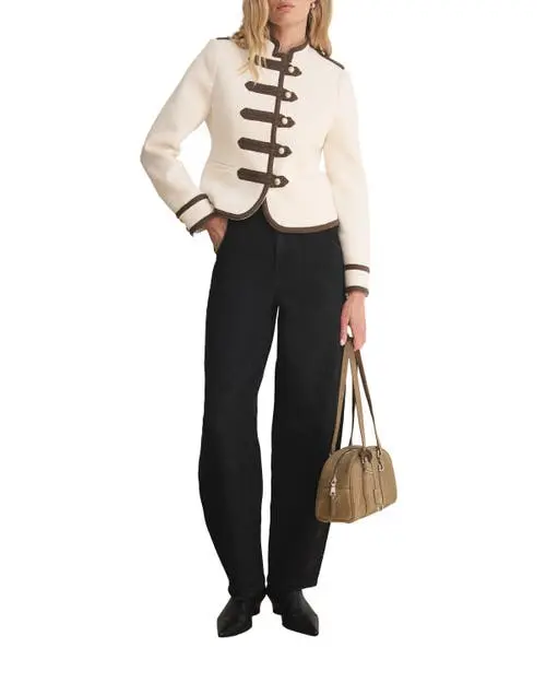 Mint Velvet Textured Military-inspired Jacket With Contrast Detailing