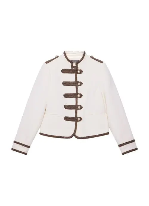 Mint Velvet Textured Military-inspired Jacket With Contrast Detailing