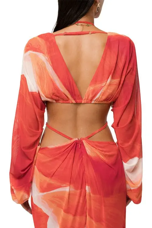JLUXLABEL Selene Draped Top - Sunset Red