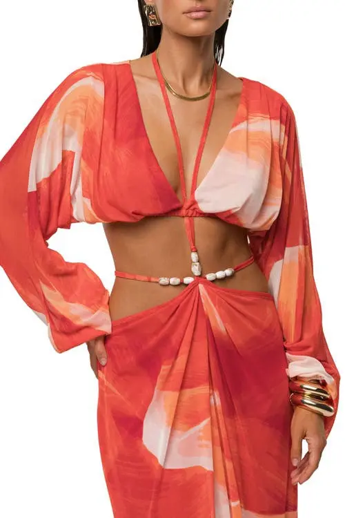 JLUXLABEL Selene Draped Top - Sunset Red