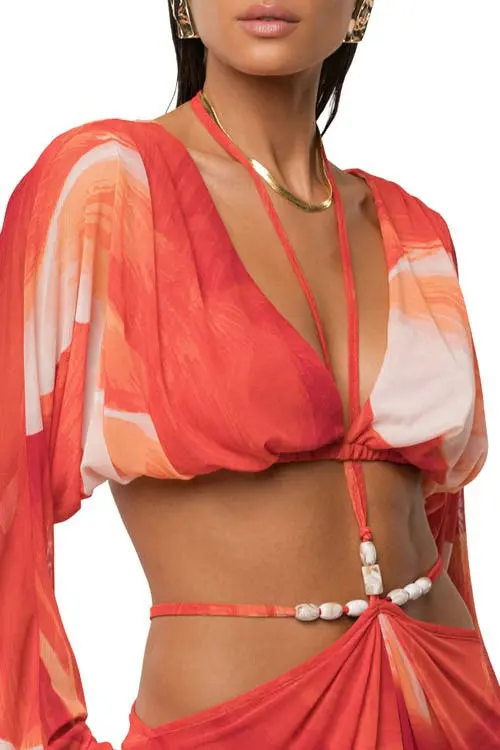 JLUXLABEL Selene Draped Top - Sunset Red