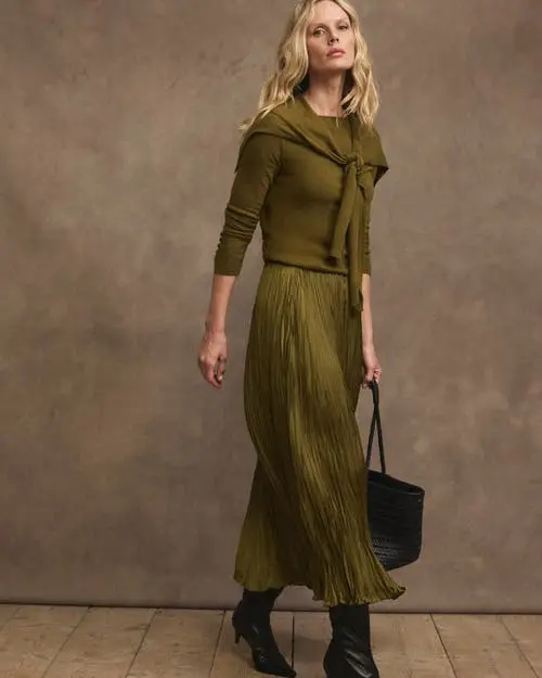 Mint Velvet Crinkle Maxi Skirt