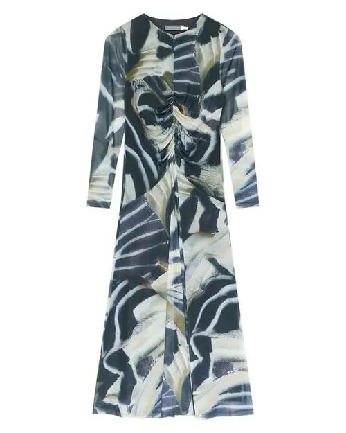 Mint Velvet Abstract Print Mesh Midi Dress