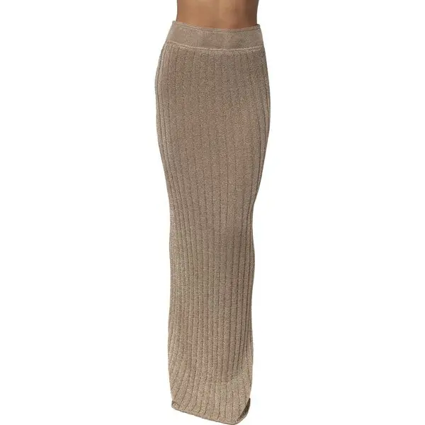 JLUXLABEL Resort Metallic Maxi Skirt - Gold