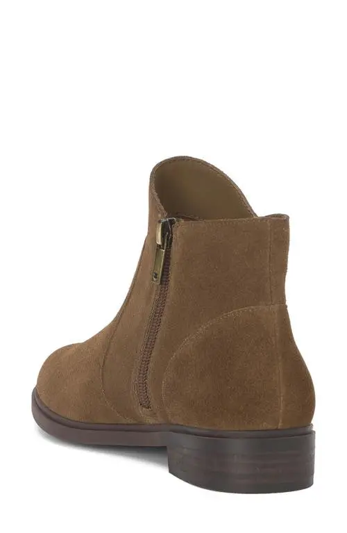 Lucky Brand Haizly Suede Zip Up Ankle Boot - Dkbrown 01