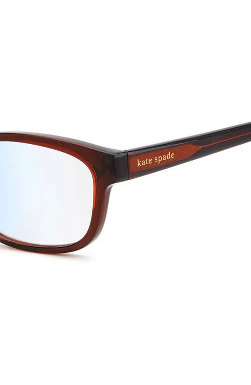 Kate Spade New York Joetta 50mm Rectangular Blue Light Blocking Glasses - Brown/blue As