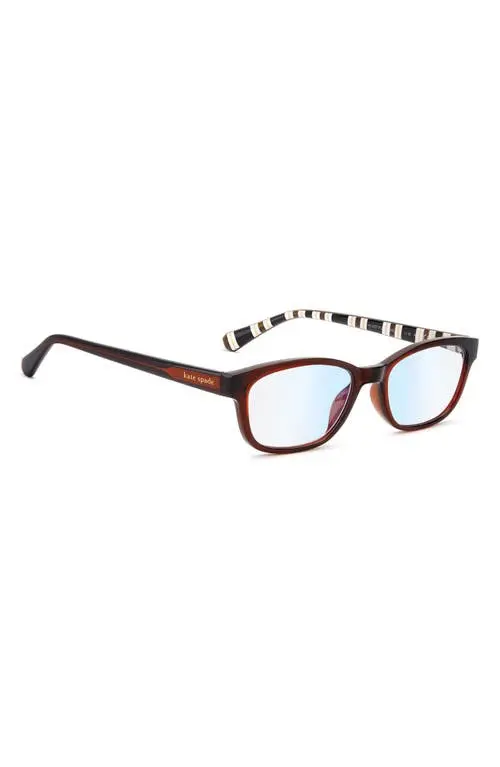 Kate Spade New York Joetta 50mm Rectangular Blue Light Blocking Glasses - Brown/blue As