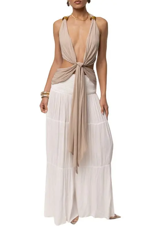 JLUXLABEL Tulum Drape Top - Beige
