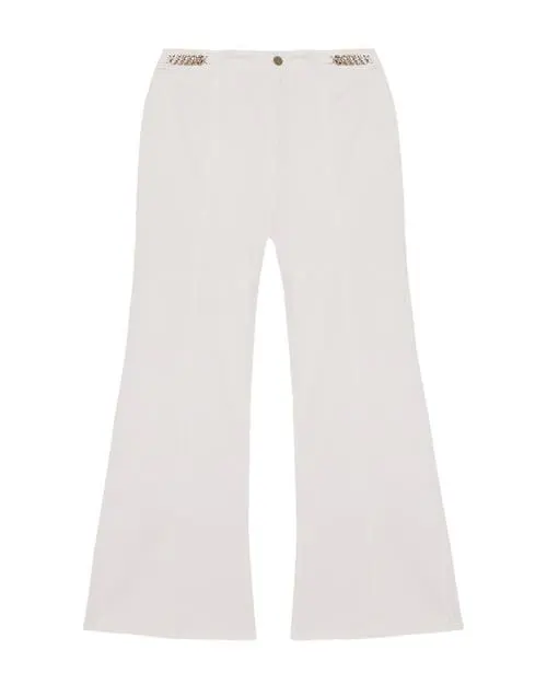 Mint Velvet Full Length Flared Jeans With Disc Detailing - Cream