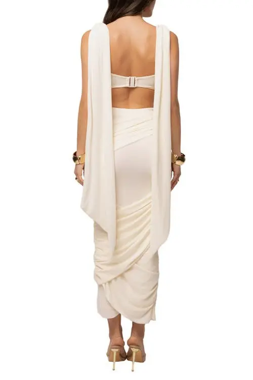 JLUXLABEL Divine Drape Mesh Skirt Set - Ivory