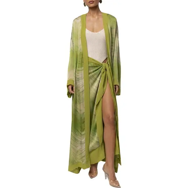 JLUXLABEL Bahia Satin Duster - Green