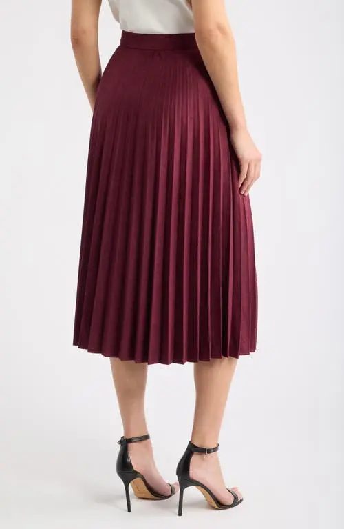 TAHARI ASL Faux Suede Pleated Midi Skirt