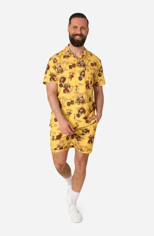 Opposuits Donkey Kong Graphic Button-up Shirt & Shorts Set