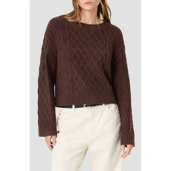 French Connection Wesley Cable Stitch Sweater - Cocoa Brown