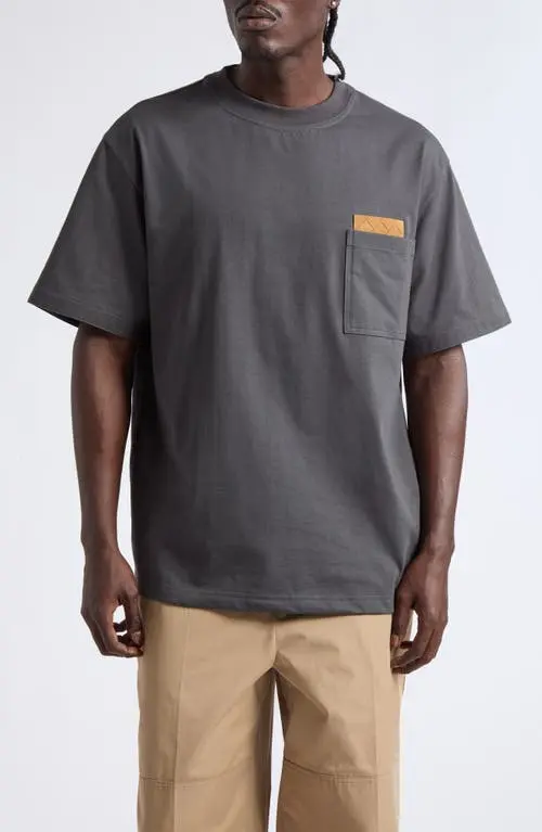 Bottega Veneta Pima Cotton Pocket T-shirt With Intrecciato Suede Patch - 1468 Nightfall