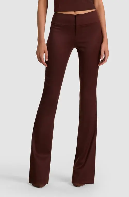 Alice + Olivia Satin Flare Wool Blend Pants - Dark Chocolate