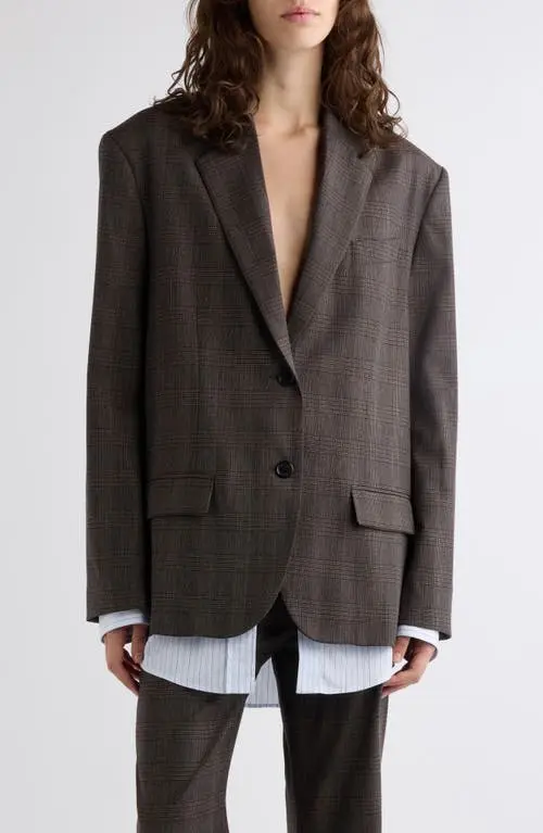Acne Studios Julago Plaid Wool Blend Blazer - Brown/black