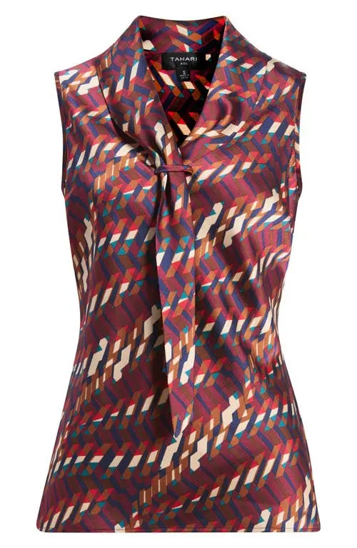 TAHARI ASL Sailor Tie Neck Sleeveless Top