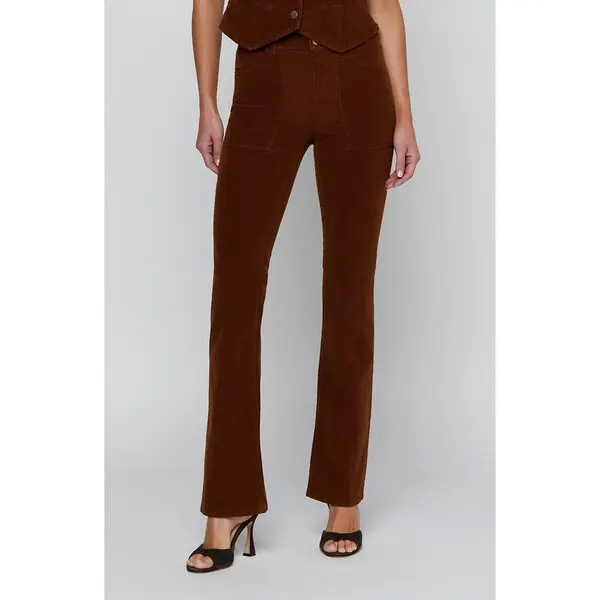 L'Agence Saffia High Waist Slim Straight Corduroy Pants - Java