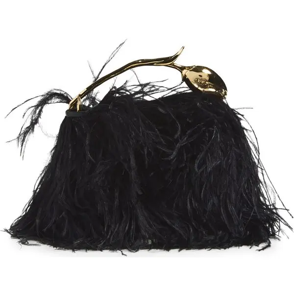 Erdem Mini Bloom Feather Bag - Black