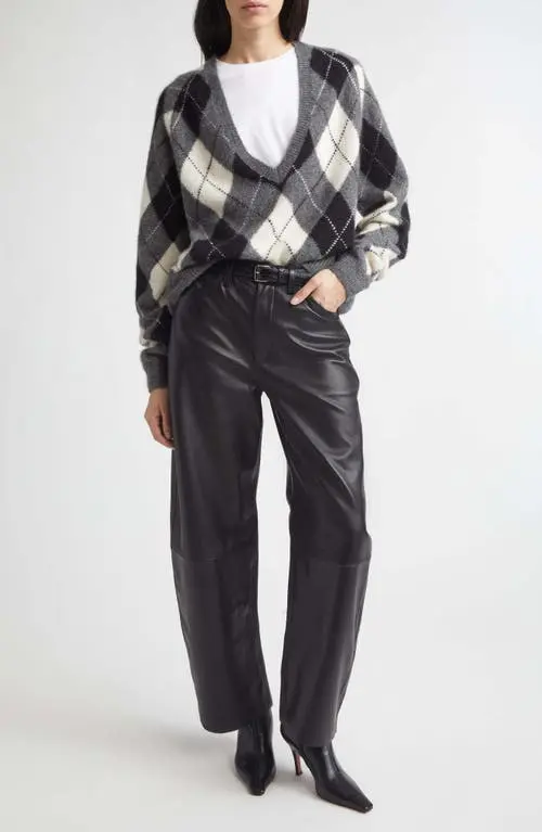 NILI LOTAN Feron Argyle V Neck Sweater