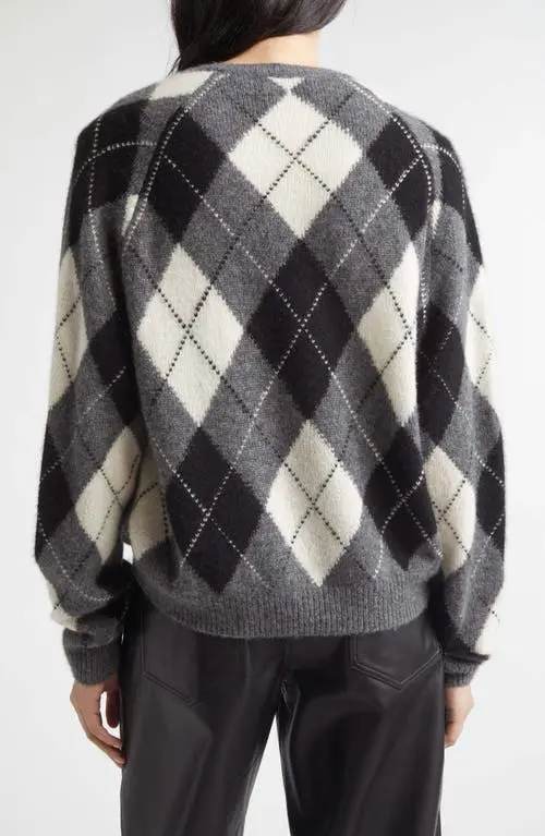 NILI LOTAN Feron Argyle V Neck Sweater