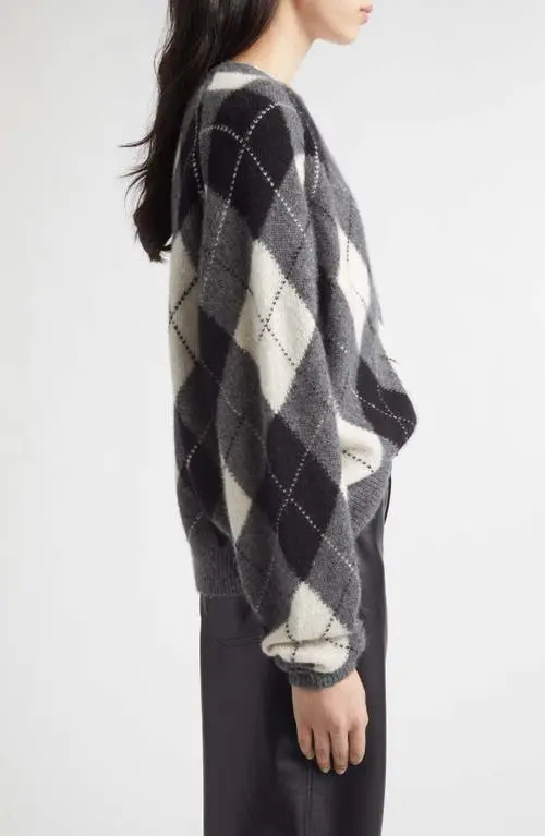 NILI LOTAN Feron Argyle V Neck Sweater