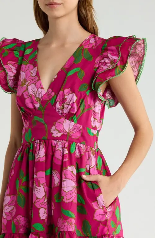 SUGARLIPS Surie Floral Ruffle Cotton Minidress