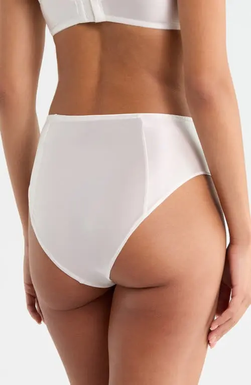 LAUREN INTIMATES Stripe High Waist Satin Briefs - Ivory